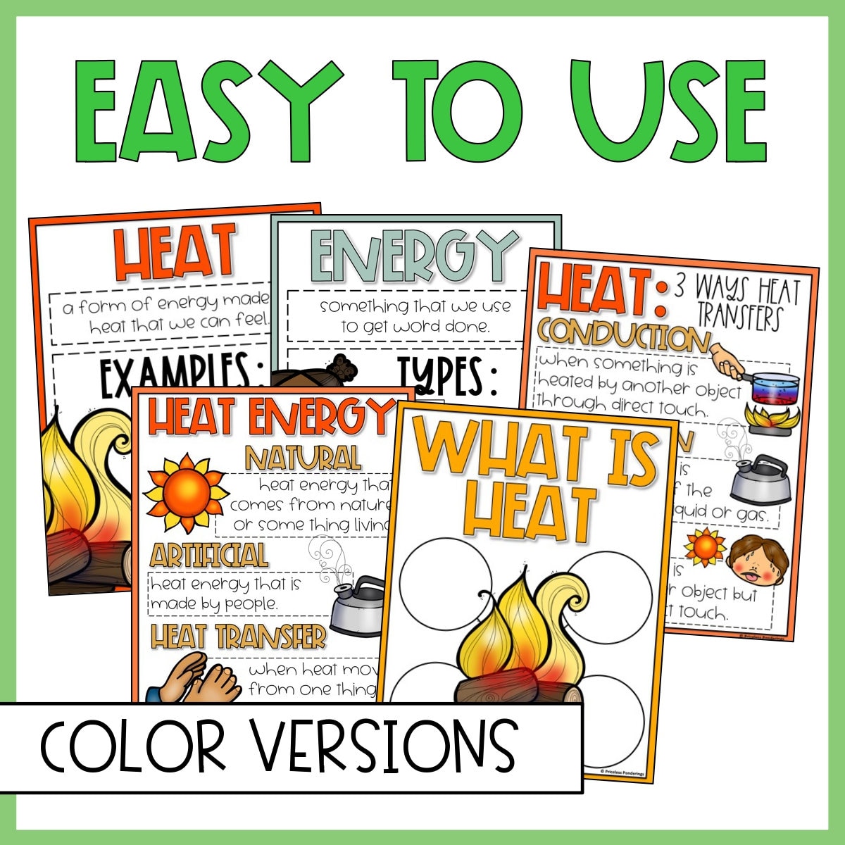 Science Heat Energy Anchor Charts and Science Posters - Etsy