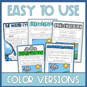 Water Cycle Anchor Charts - 2nd 3rd Grade Science Weather Posters - Etsy