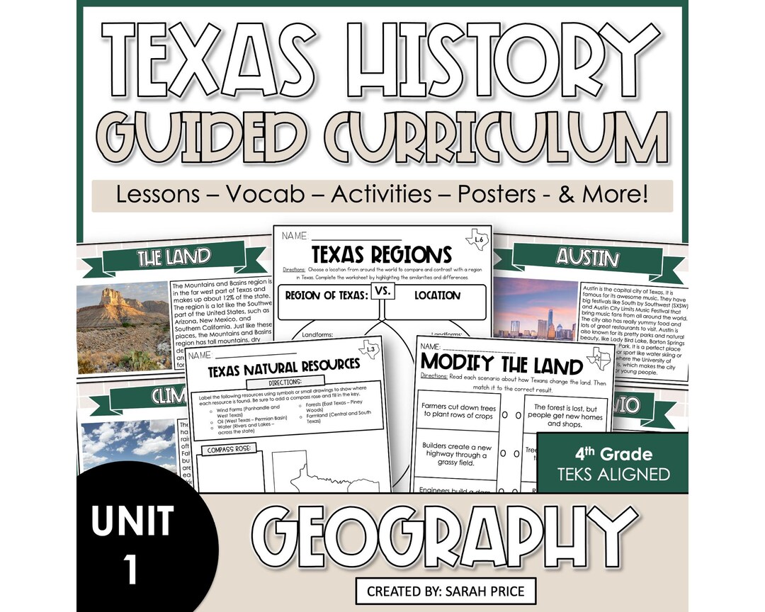 4th Grade Texas Geography Curriculum | TEKS Aligned Social Studies ...