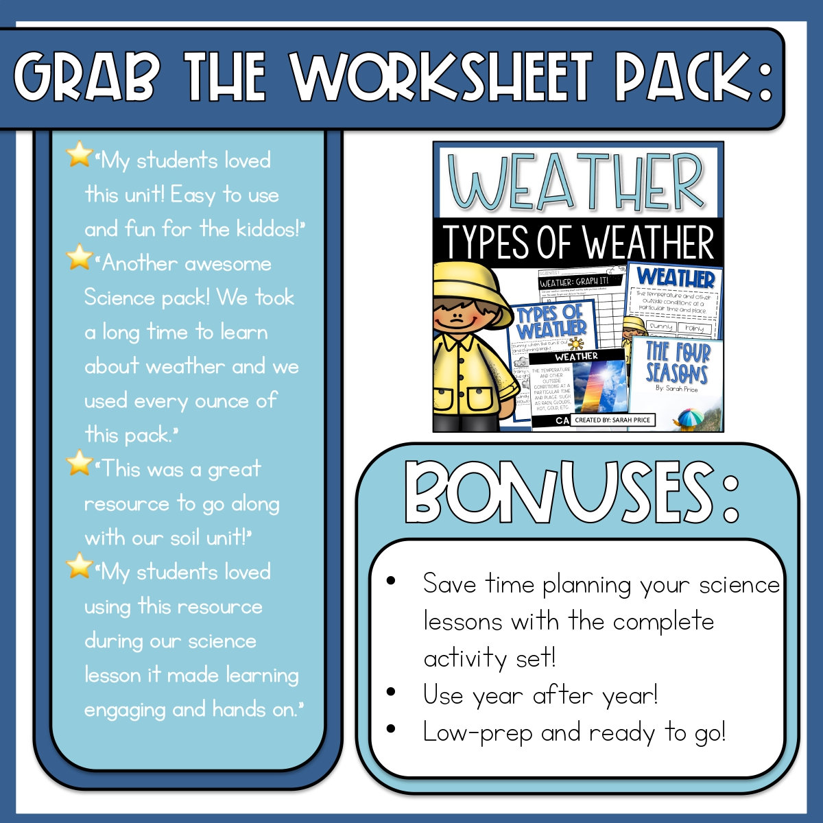 Types of Weather Four Seasons Anchor Charts - 2nd & 3rd Grade Science ...