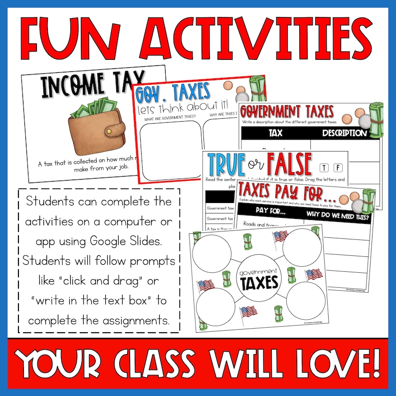 Government Taxes Digital Activities for Kids: Google Slides - Etsy