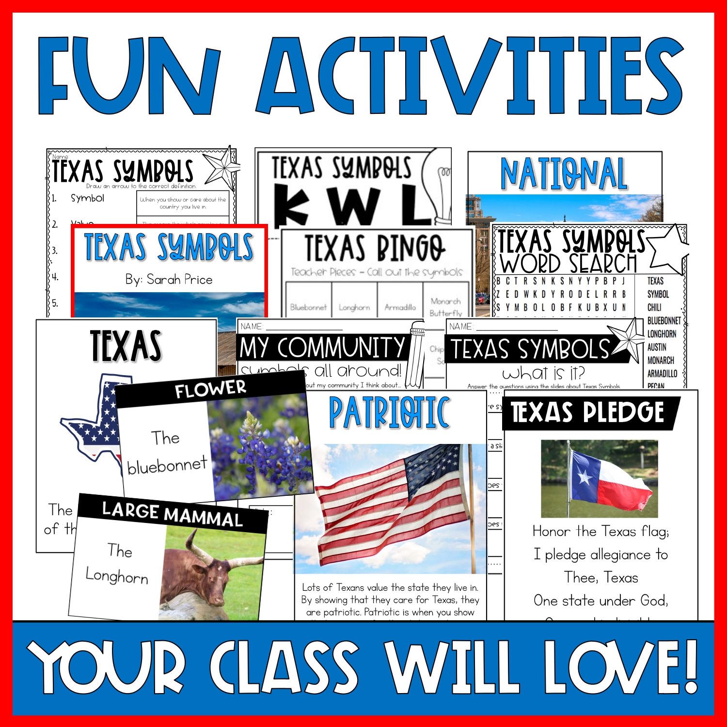 Texas Symbols Activities, Worksheets Lessons - 1st & 2nd Grade Social ...