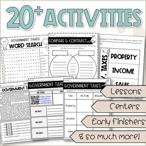 Taxes Activities for Elementary | Government Activities | Social ...