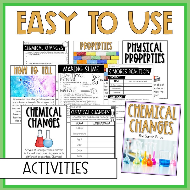Chemical Changes Activities and Interactive Notebook Materials - Etsy