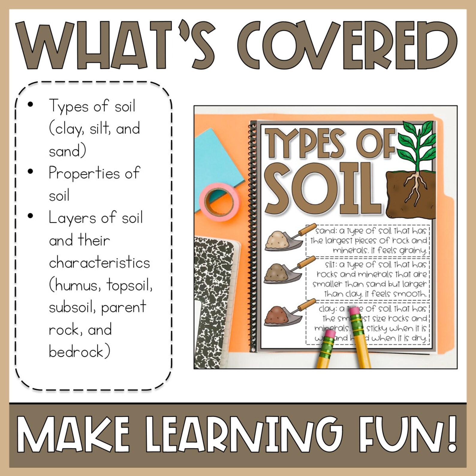 2nd and 3rd Grade Earth Science Worksheets - Types of Soil Activities ...