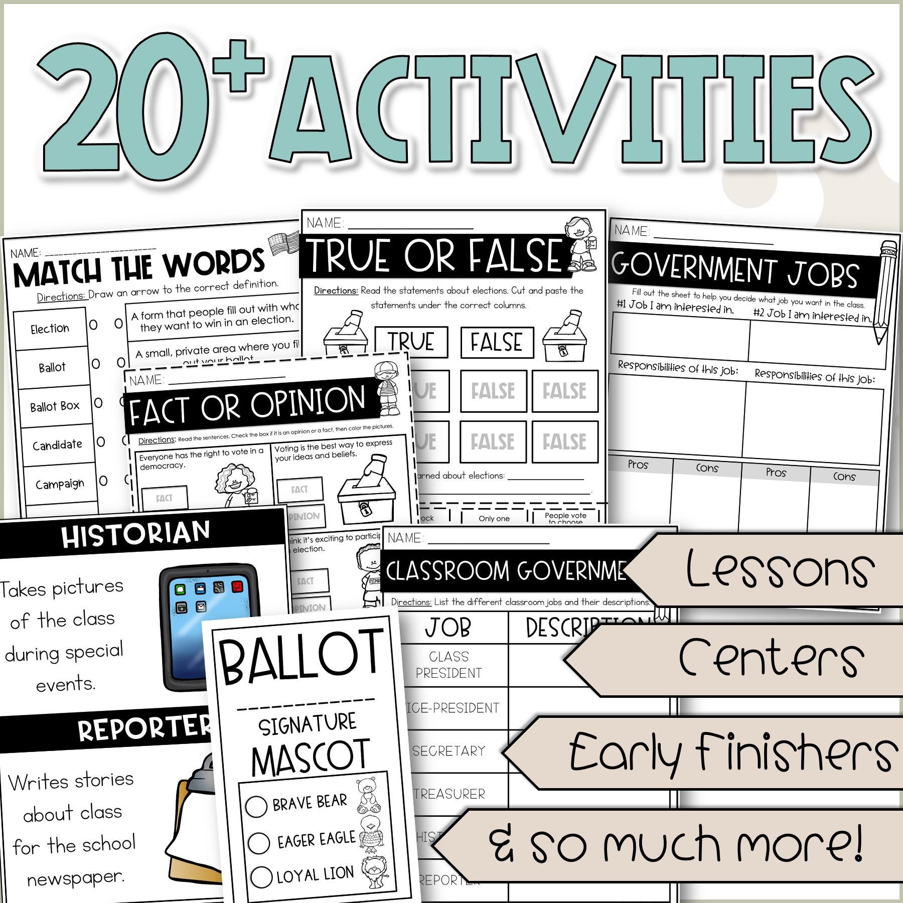 Classroom Mock Election Activities | Student Government | 2nd - 4th ...