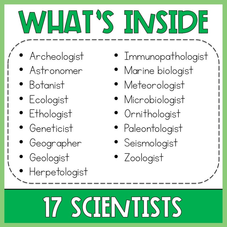 Types of Scientists Posters & Activities for 1st, 2nd, 3rd, 4th Grade ...
