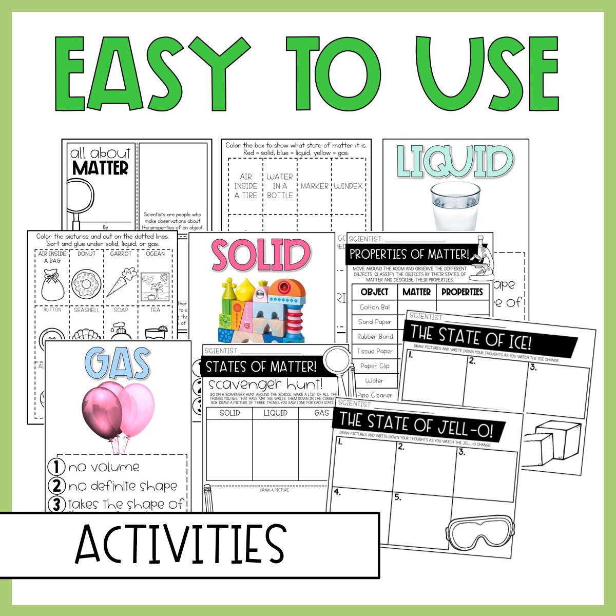 States of Matter Experiments | States of Matter Worksheets and Science ...