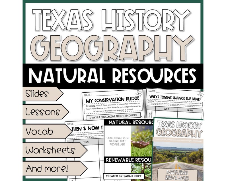 Natural Resources Worksheets – 4th Grade Texas Social Studies TEKS Unit ...