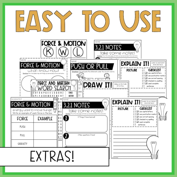 Hojas De Trabajo De Fuerza Y Movimiento De Tercer Grado Worksheet For