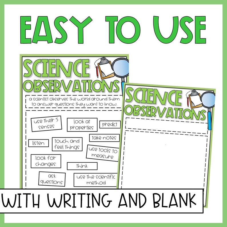 5 Senses Anchor Charts and Science Posters Scientific Observations - Etsy