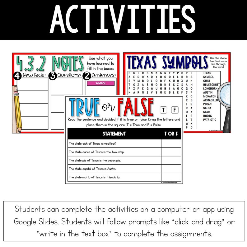 Texas Symbols Digital Activities 1st 2nd Grade Social Studies Lessons ...