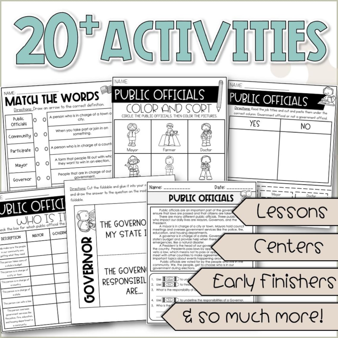 2nd Grade Social Studies Posters | Public Officials and Government ...