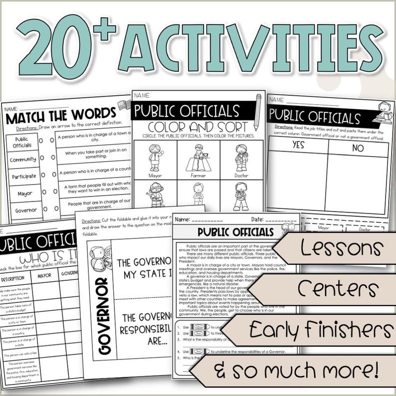 2nd Grade Social Studies Posters | Public Officials and Government ...