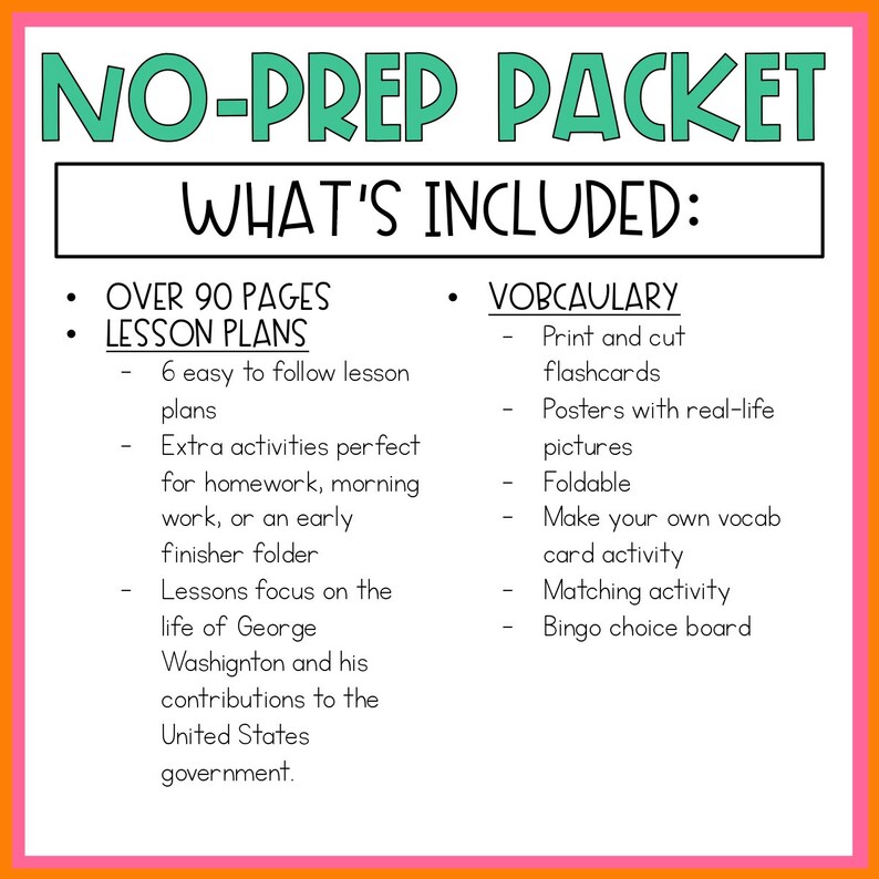 2nd 3rd Grade George Washington History Lessons, Activities ...