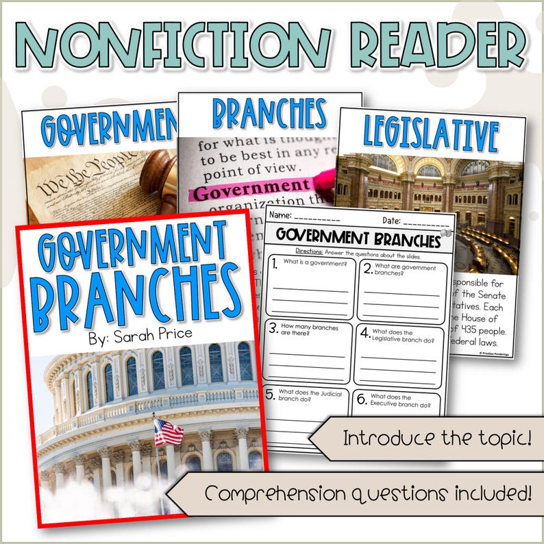 3 Branches of Government Activities 2nd Grade Social Studies Worksheets ...