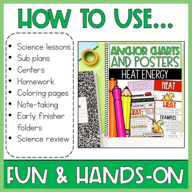 Science Heat Energy Anchor Charts and Science Posters - Etsy