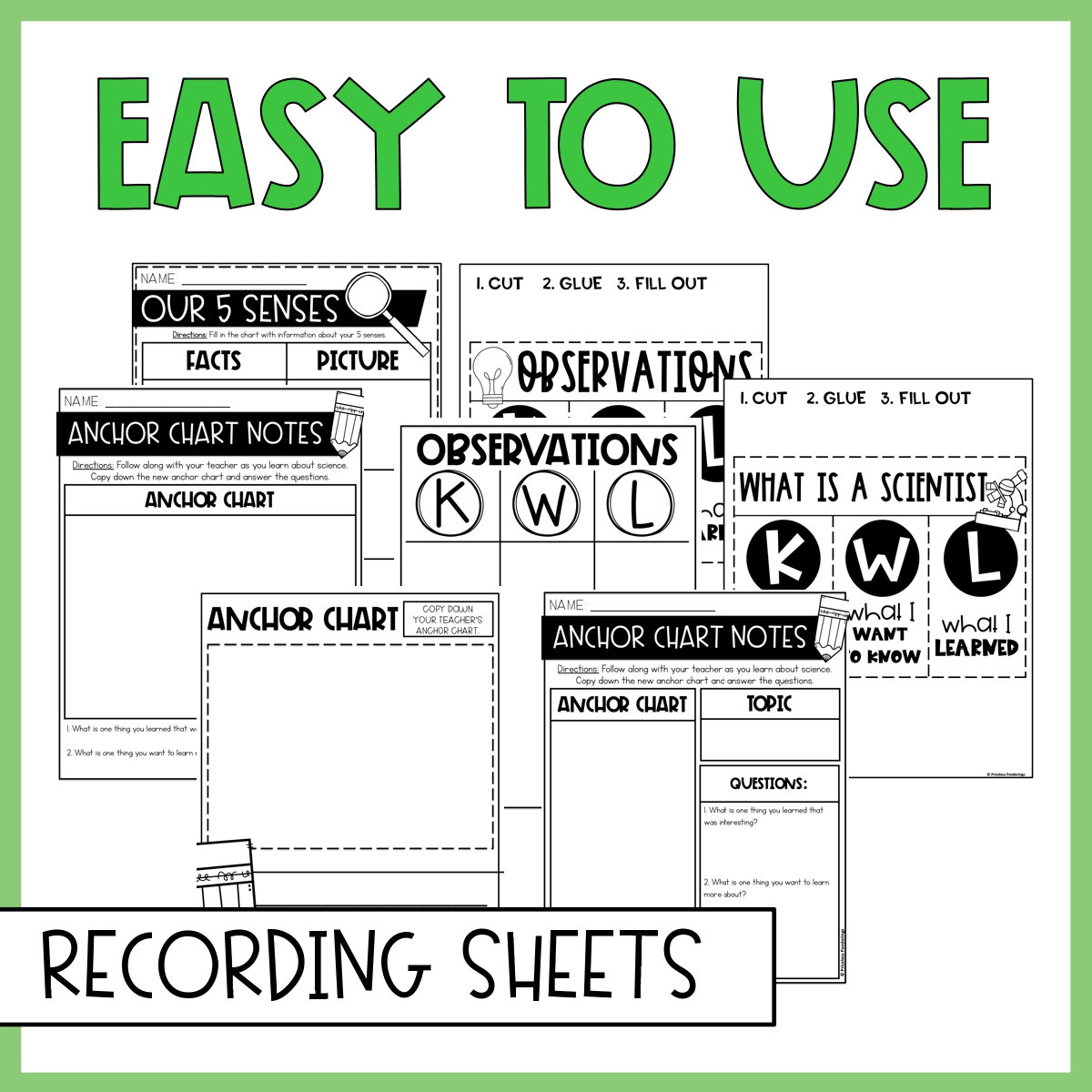 5 Senses Anchor Charts and Science Posters Scientific Observations - Etsy