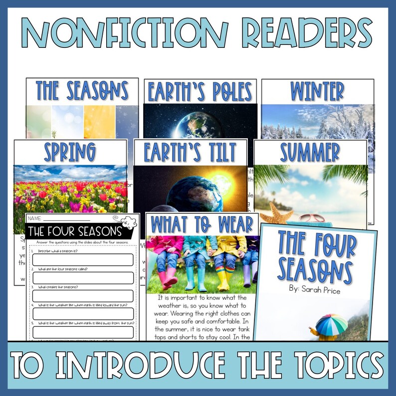 Types of Weather & Four Seasons Activities 2nd and 3rd Grade Earth ...