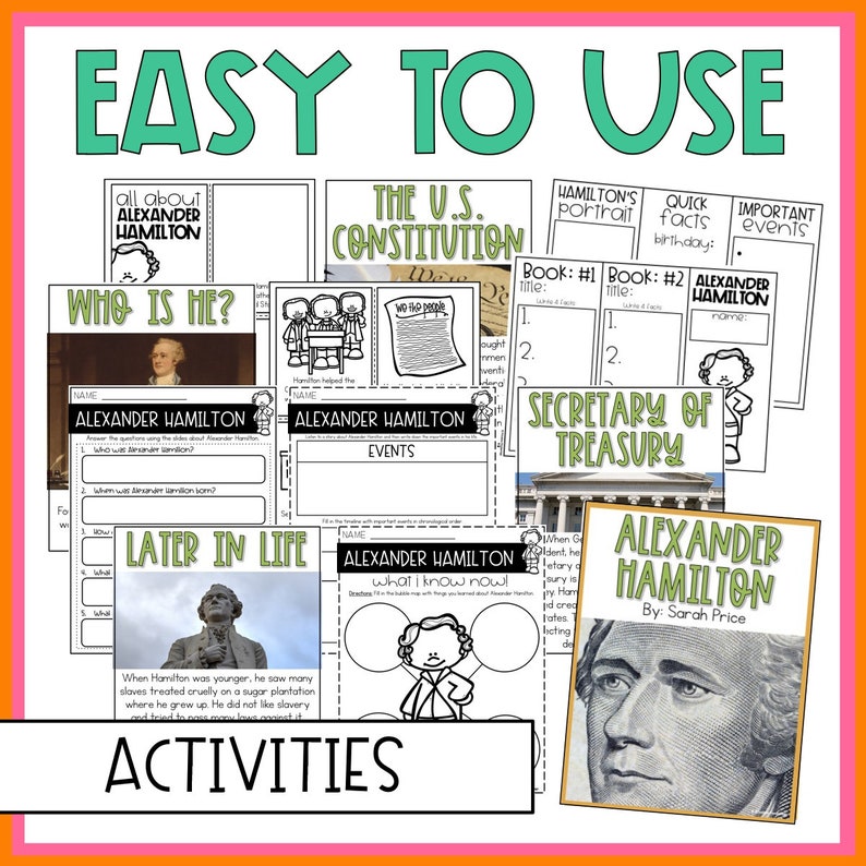 Alexander Hamilton Biography and Timeline Activities and Worksheets - Etsy