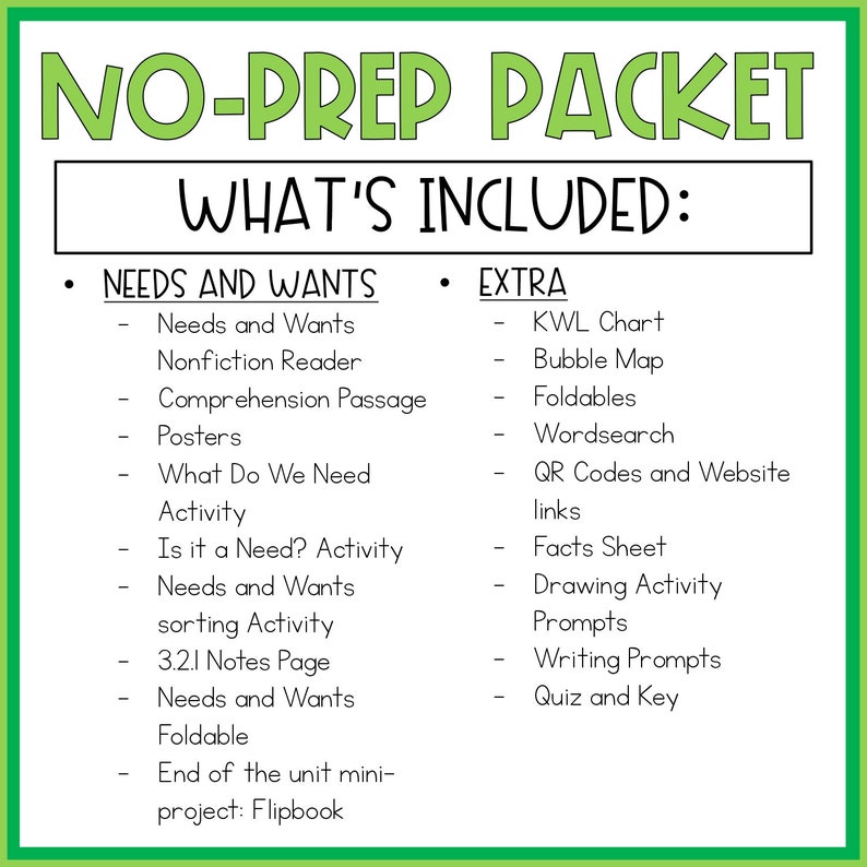 Needs and Wants Activities - 1st, 2nd & 3rd Grade Economics Lessons and ...