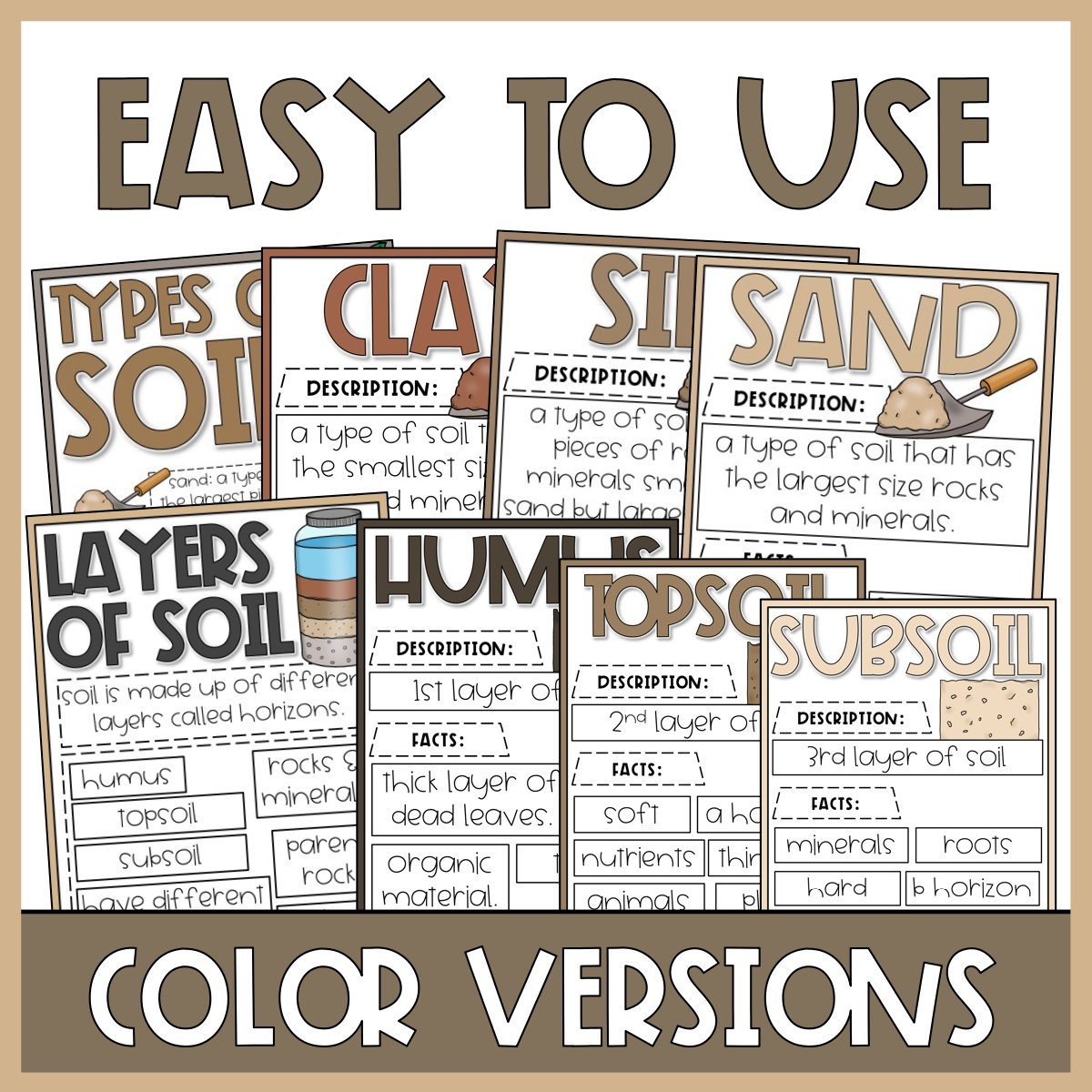 2nd 3rd Grade Earth Science Anchor Charts - Types of Soil Posters - Etsy