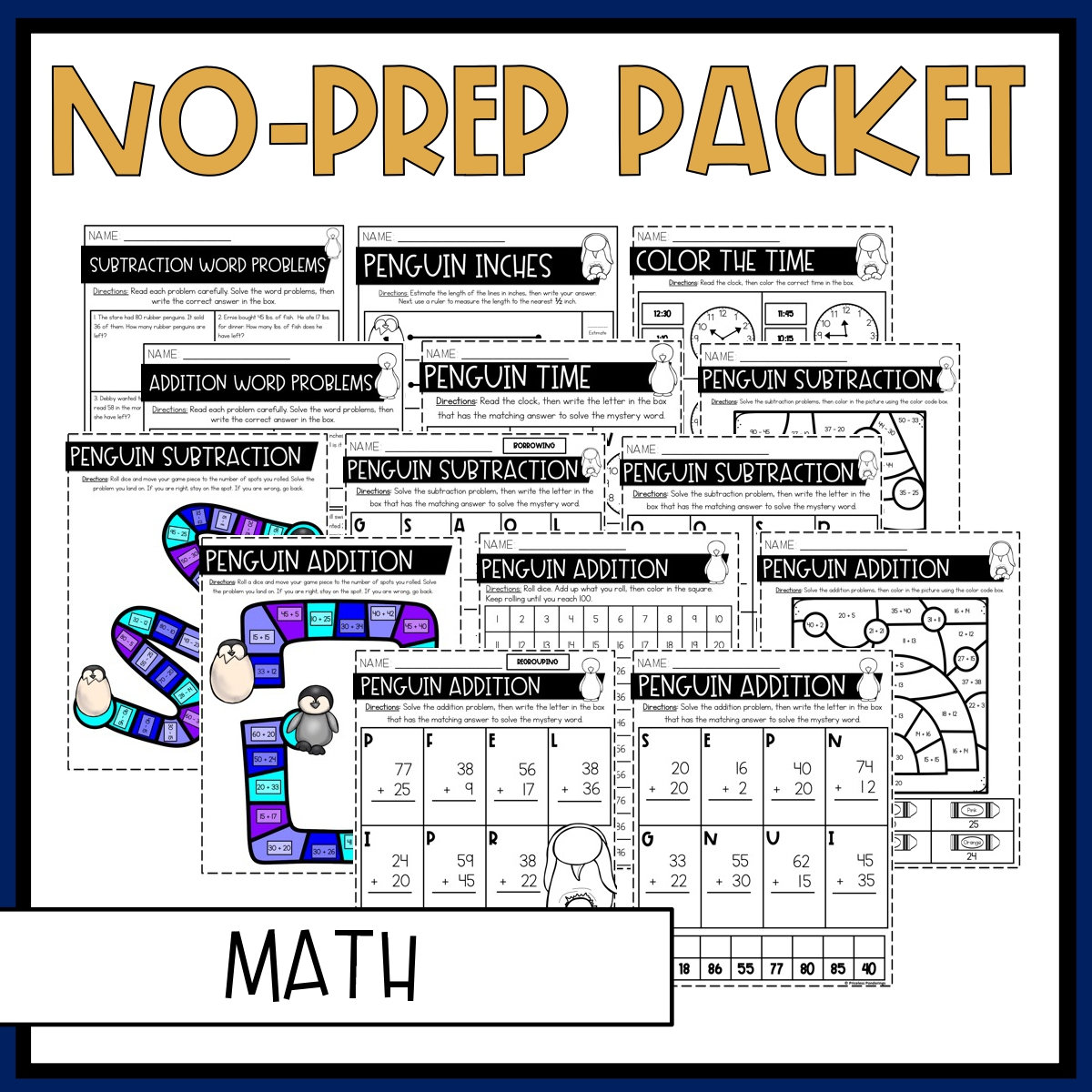 2nd 3rd Grade Penguin Activities January Science, Math & Literacy ...