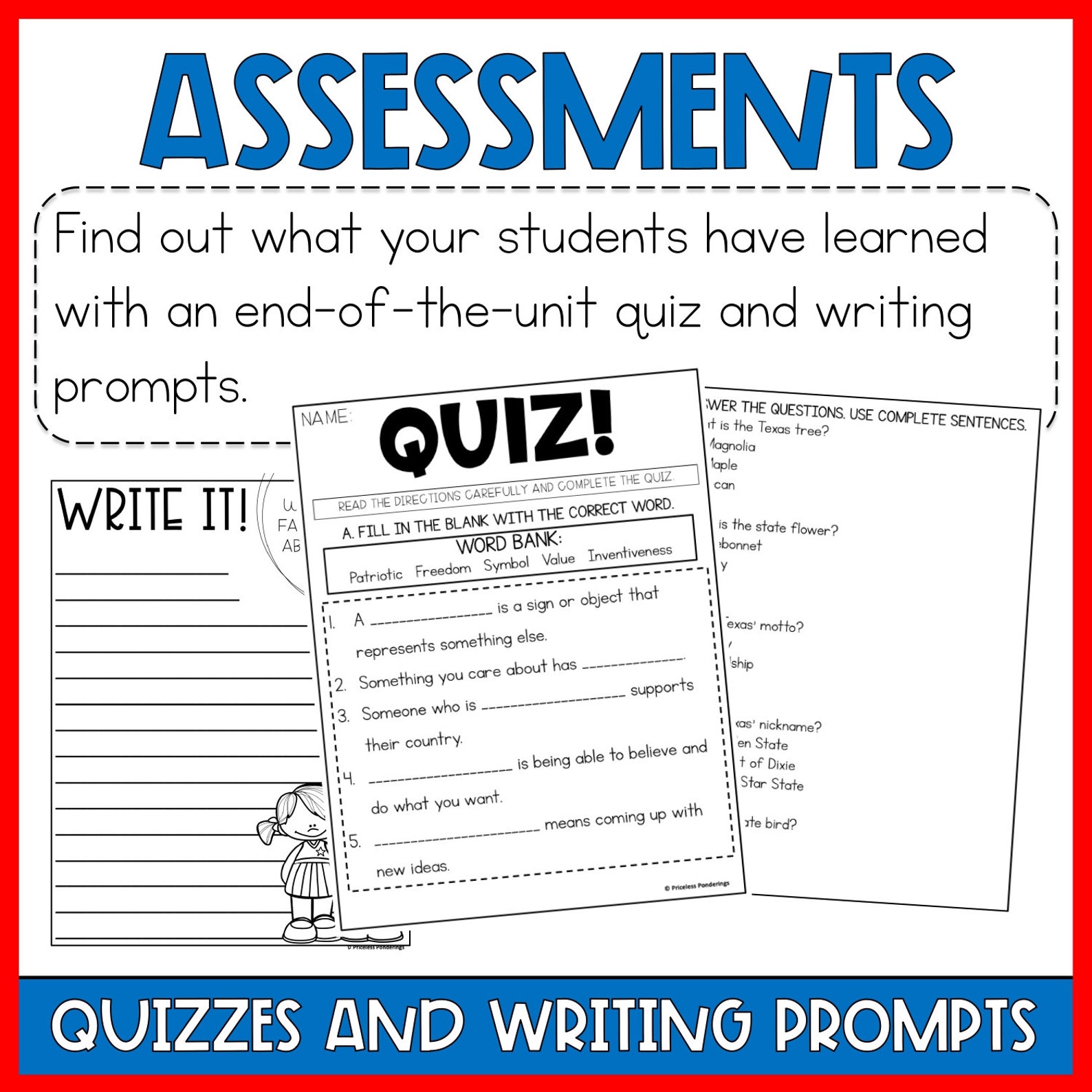 Texas Symbols Activities, Worksheets Lessons - 1st & 2nd Grade Social ...