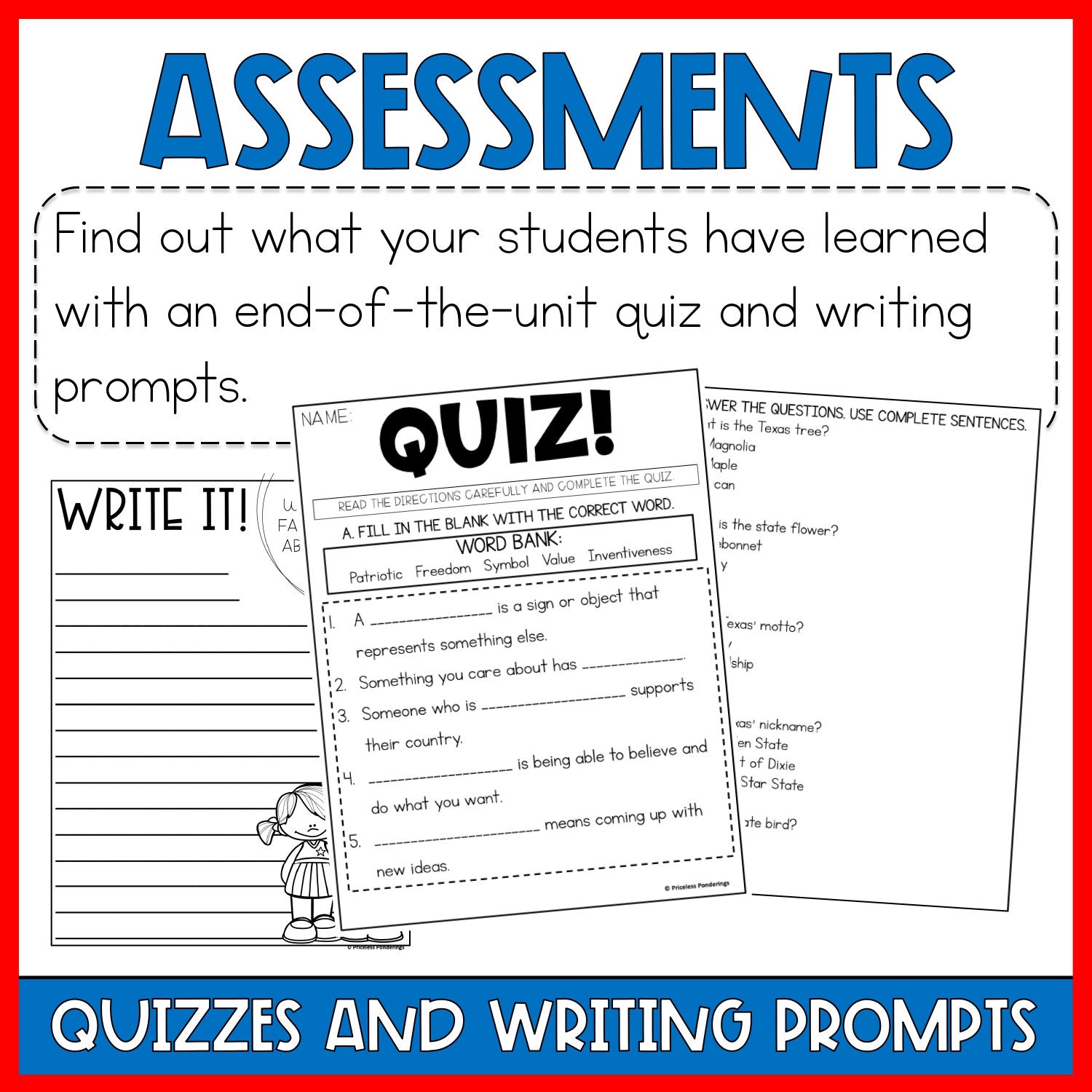 Texas Symbols Activities, Worksheets Lessons - 1st & 2nd Grade Social ...