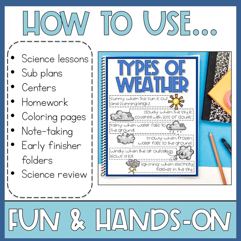 Types of Weather Four Seasons Anchor Charts - 2nd & 3rd Grade Science ...