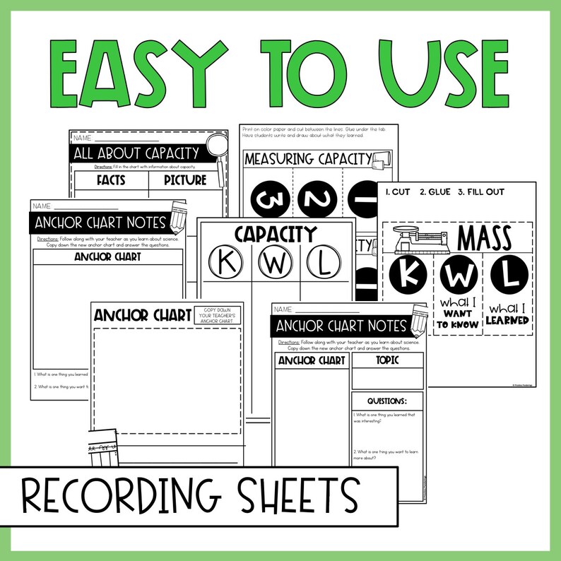 Measuring Capacity and Liquid Volume Anchor Charts and Science Posters ...