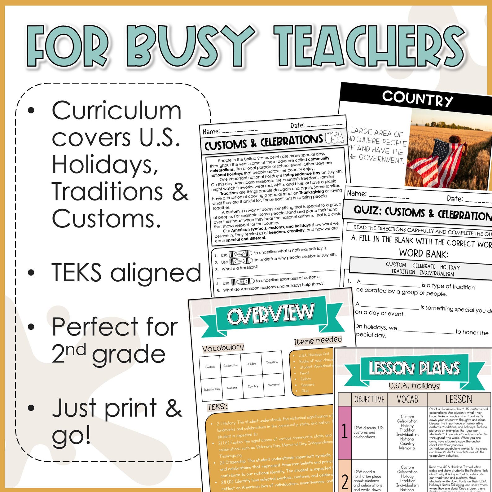 U.S. Holidays and Traditions Unit for 2nd Grade | Customs and ...