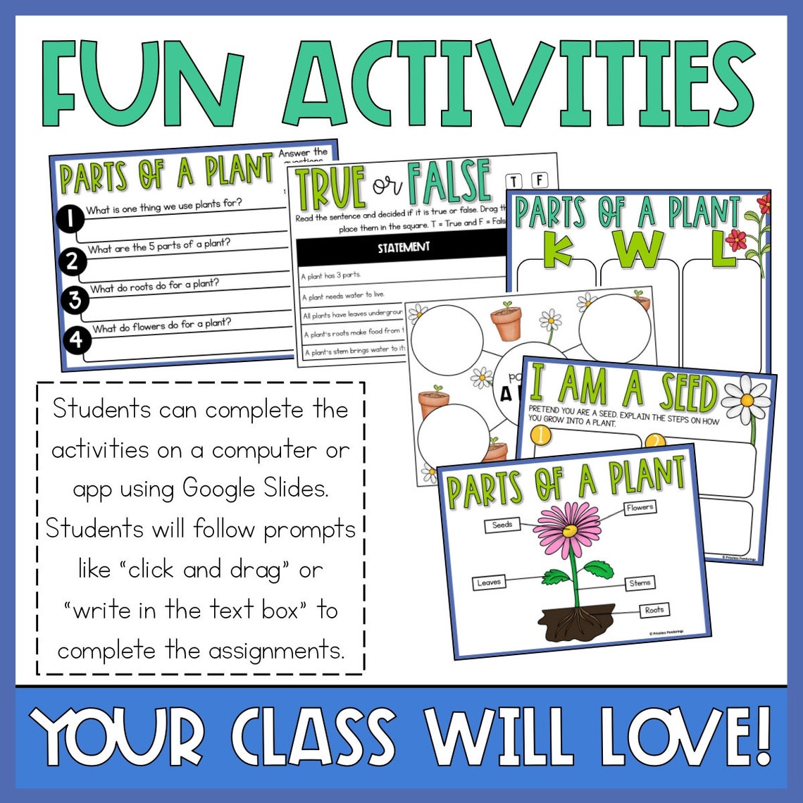 Parts of a Plant Google Slides - 2nd 3rd Grade Digital Science Lessons ...
