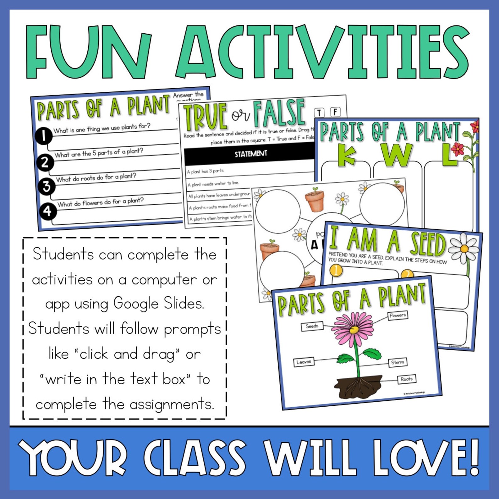 Parts of a Plant Google Slides - 2nd 3rd Grade Digital Science Lessons ...