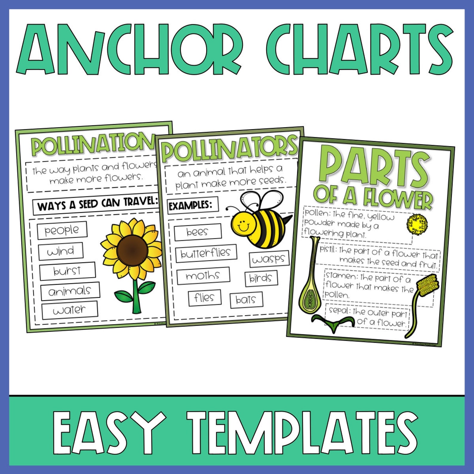 3rd Grade Science Anchor Charts Parts of a Flower and Pollination ...