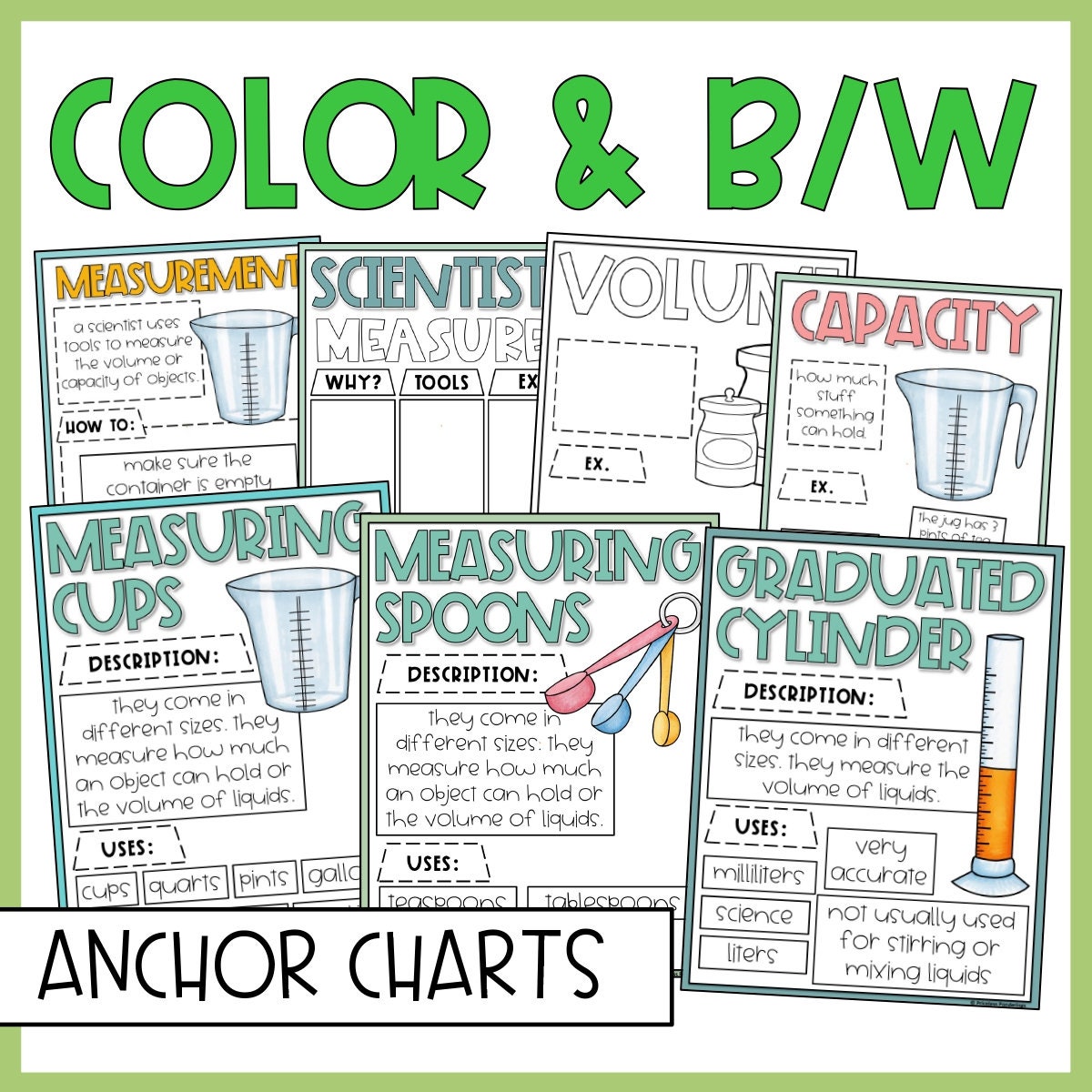 Measuring Capacity and Liquid Volume Activities and Worksheets - Etsy