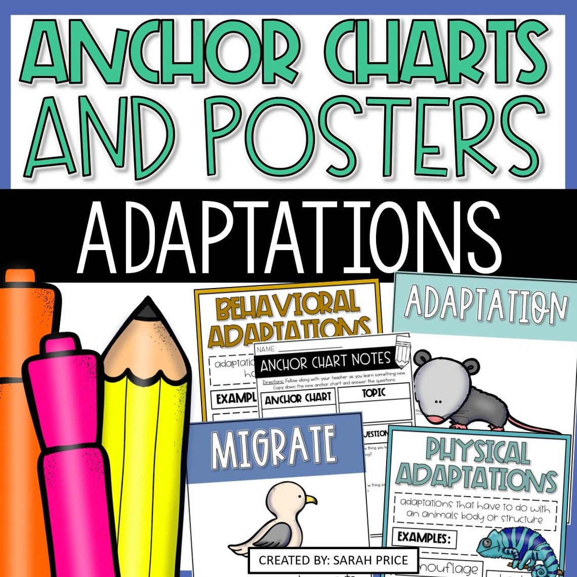 Animal Adaptations Science Anchor Charts and Life Science Posters for ...