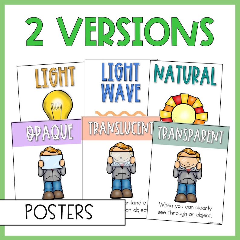 2nd Grade Science Light Energy Anchor Charts and Science Posters - Etsy