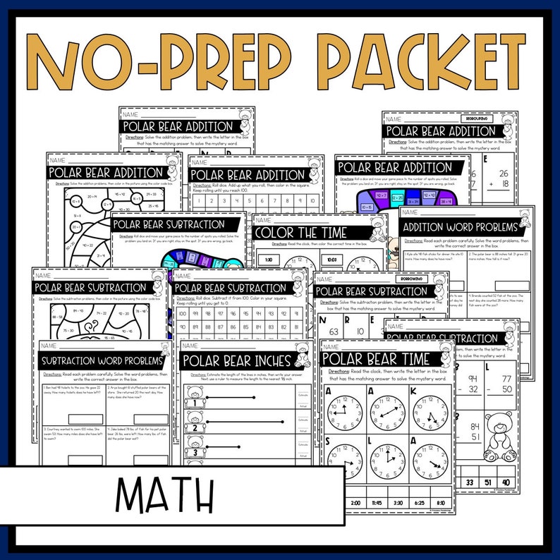 Polar Bear Activities 2nd 3rd Grade January Science Math ELA Worksheets ...