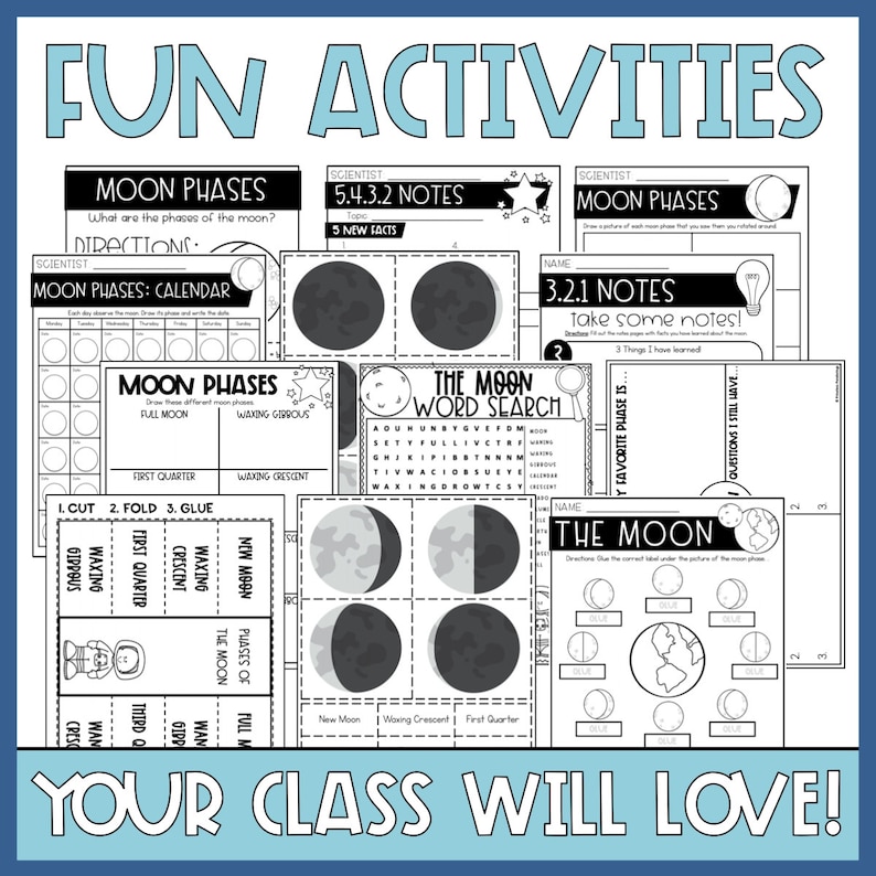 Phases of the Moon Lessons Activities 2nd and 3rd Grade Astronomy ...
