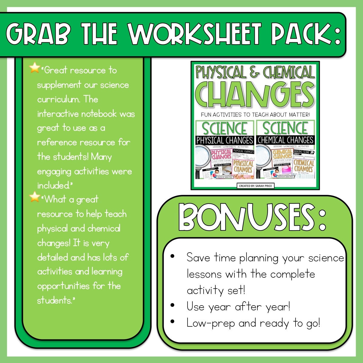 Physical and Chemical Changes Anchor Charts and Changes in Matter ...