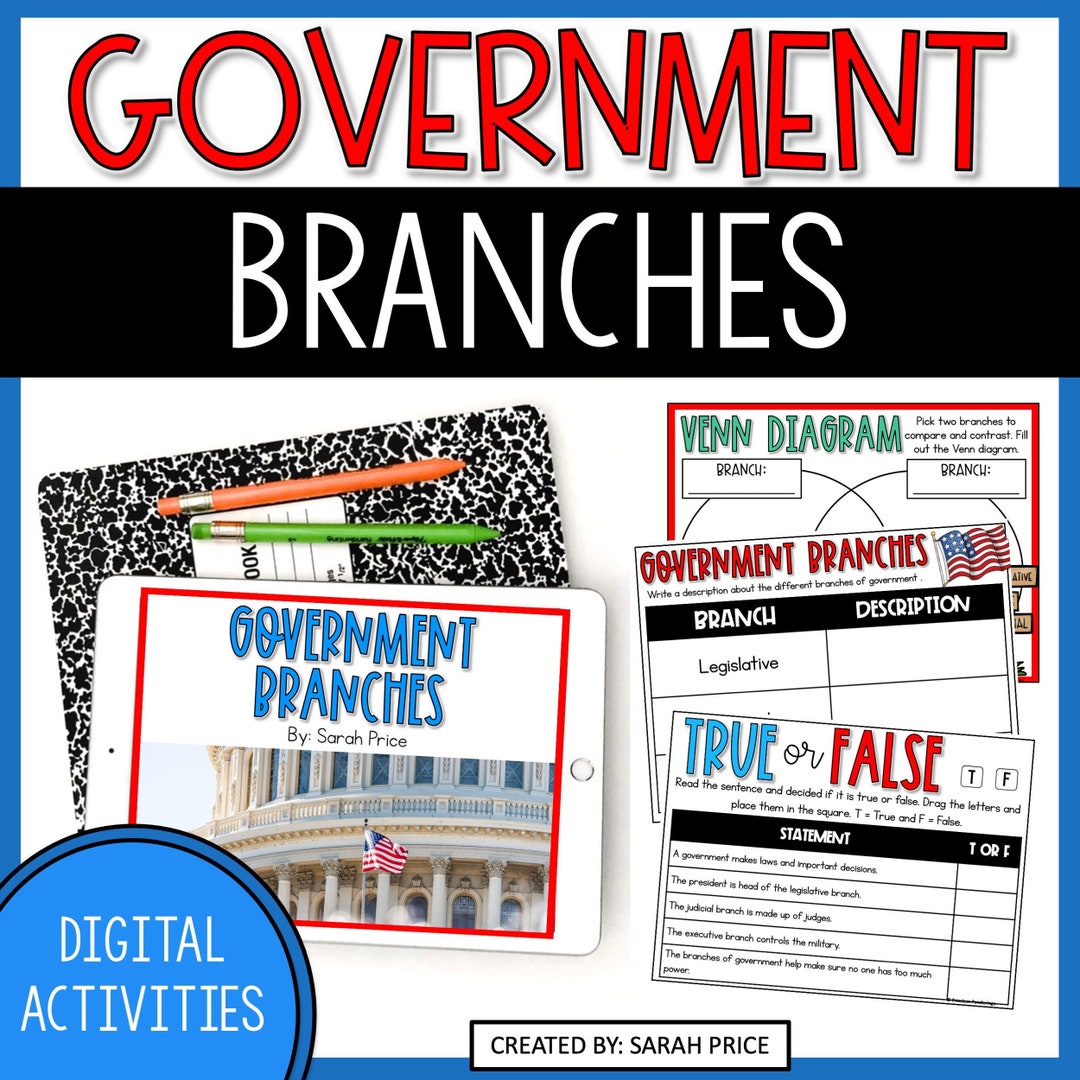 Branches of Government Digital Activities 2nd, 3rd 4th Grade Social ...
