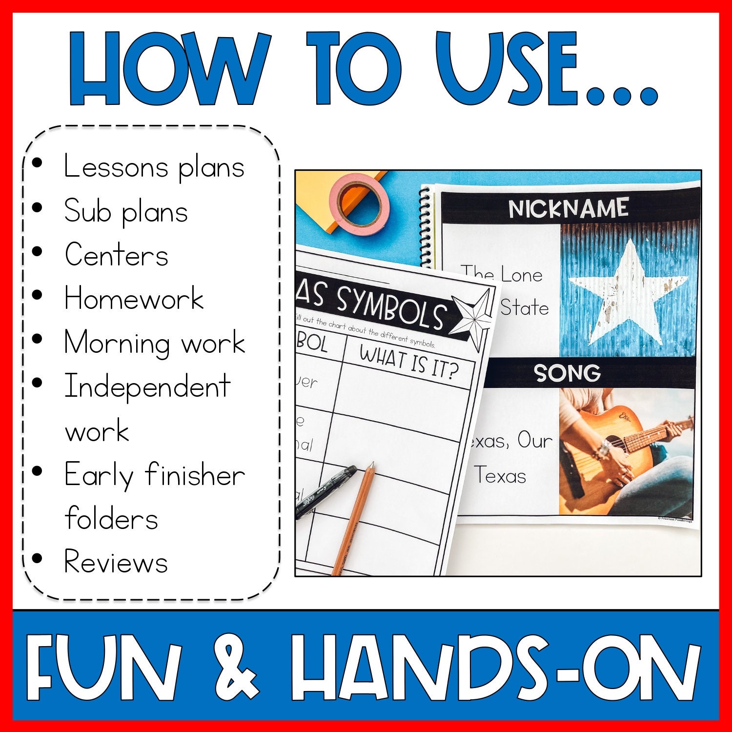 Texas Symbols Activities, Worksheets Lessons - 1st & 2nd Grade Social ...