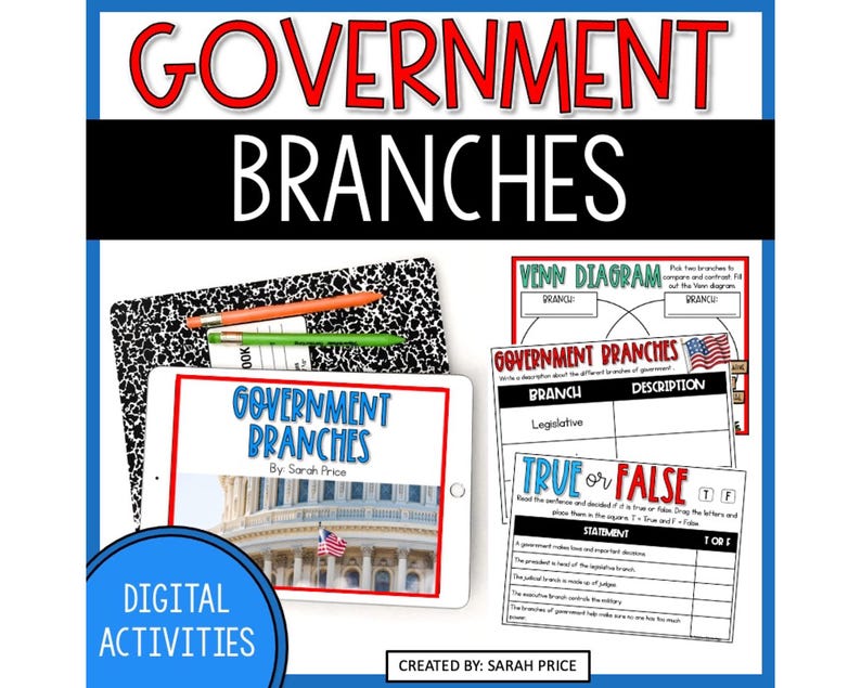 Branches of Government Digital Activities - 2nd, 3rd & 4th Grade Social ...