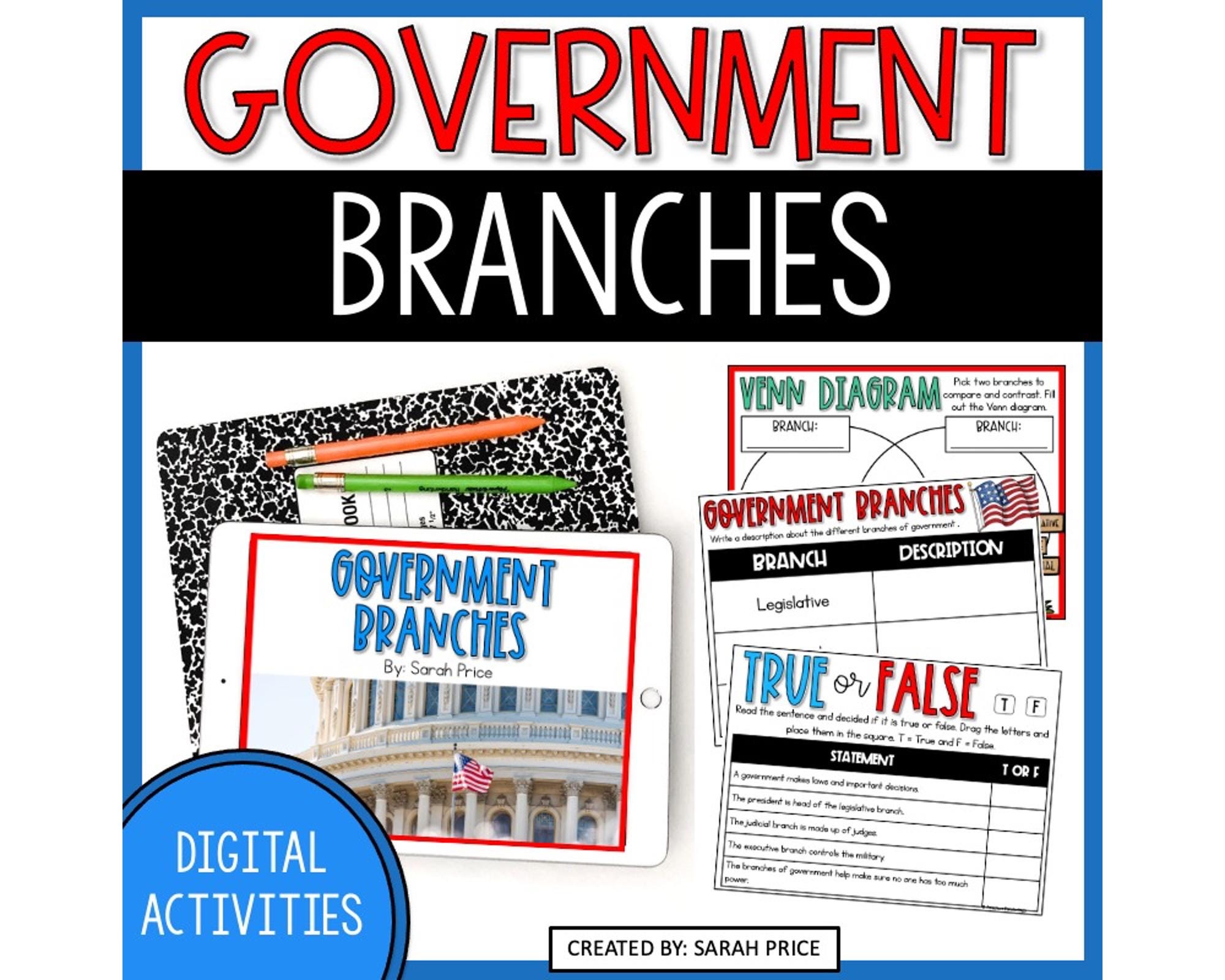 Branches of Government Digital Activities - 2nd, 3rd & 4th Grade Social ...