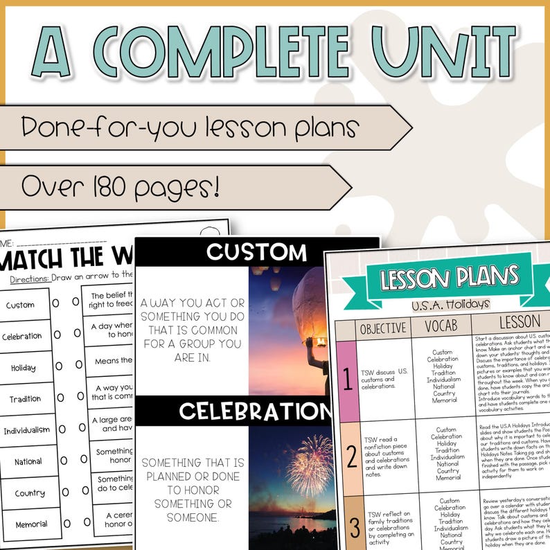 U.S. Holidays and Traditions Unit for 2nd Grade | Customs and ...