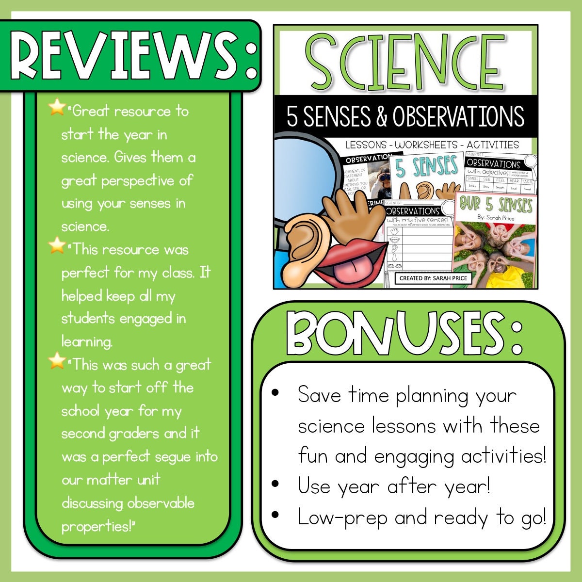 5 Senses Anchor Charts and Science Posters Scientific Observations - Etsy