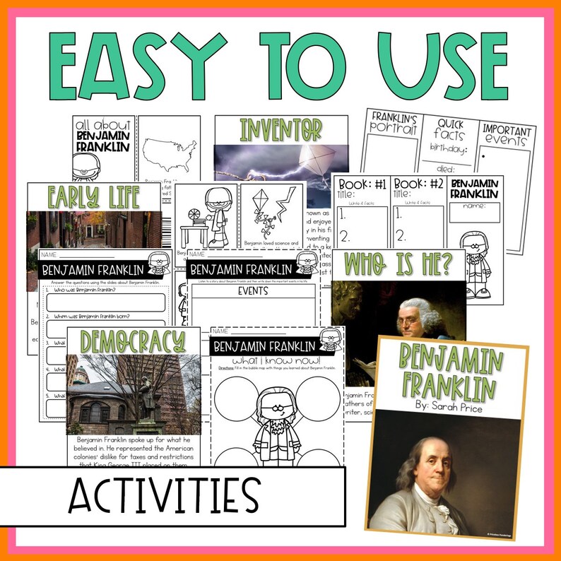 Benjamin Franklin Biography and Timeline Activities - Etsy