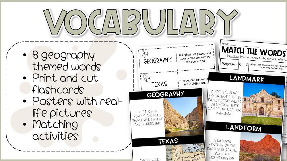 Texas Cities and Landmarks Unit | 4th Grade Texas History Worksheets ...