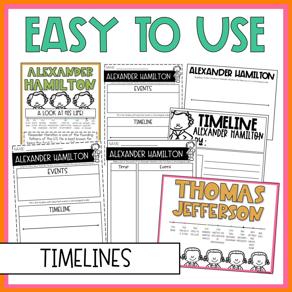 Alexander Hamilton Biography and Timeline Activities and Worksheets - Etsy